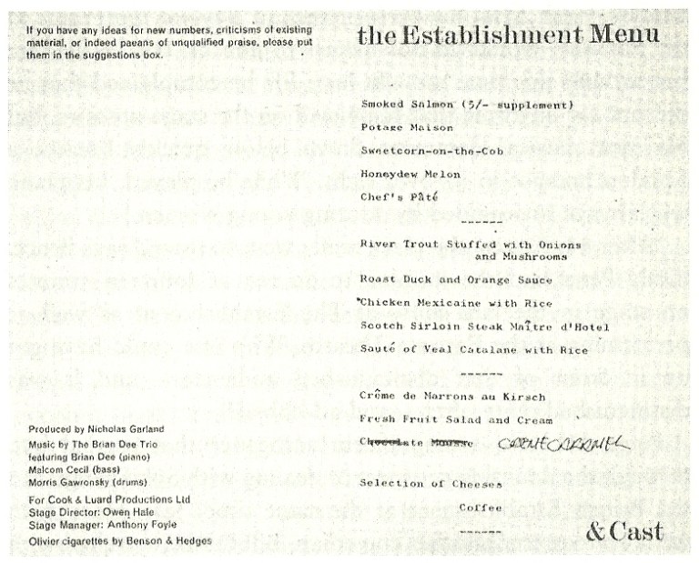 Peter Cook’s The Establishment Club | Darkest London